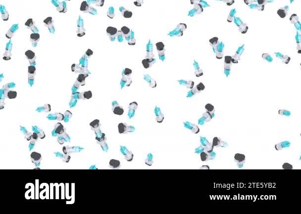Many syringe floating in air on white background. Medical concept. 3D ...