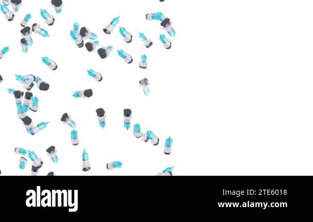 Many syringe floating in air on white background. Medical concept. 3D ...