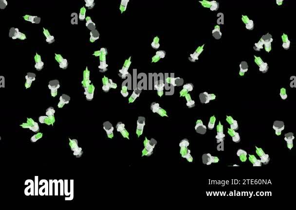 Many syringe floating in air on black background. Medical concept. 3D ...