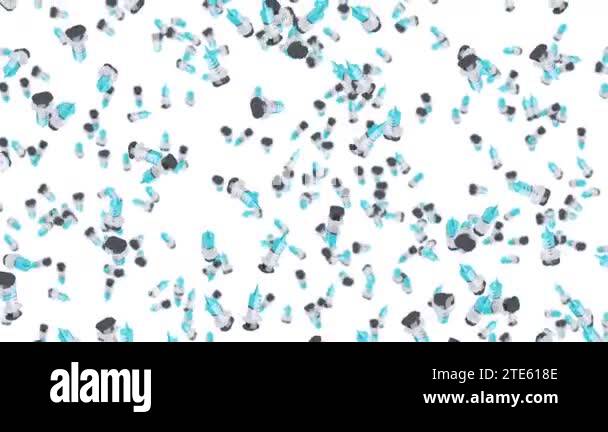 Many syringe floating in air on white background. Medical concept. 3D ...