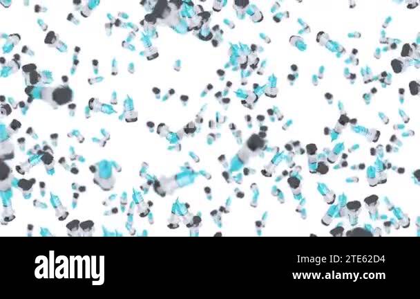 Many syringe floating in air on white background. Medical concept. 3D ...