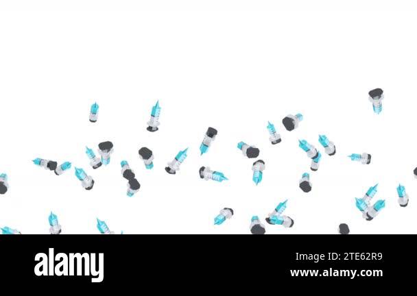 Many syringe floating in air on white background. Medical concept. 3D ...