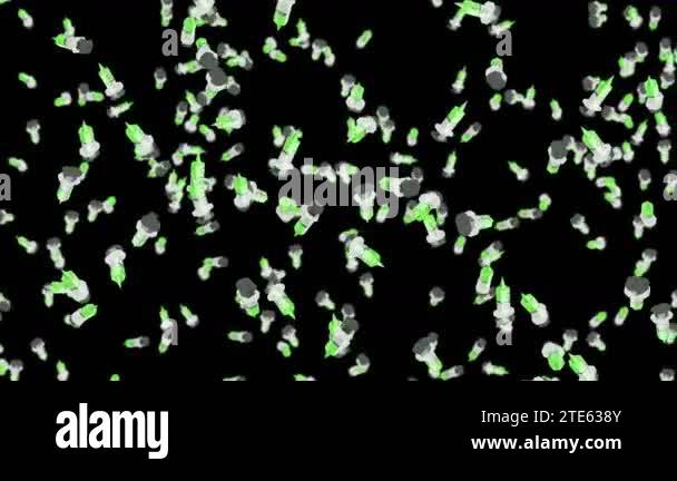 Many syringe floating in air on black background. Medical concept. 3D ...