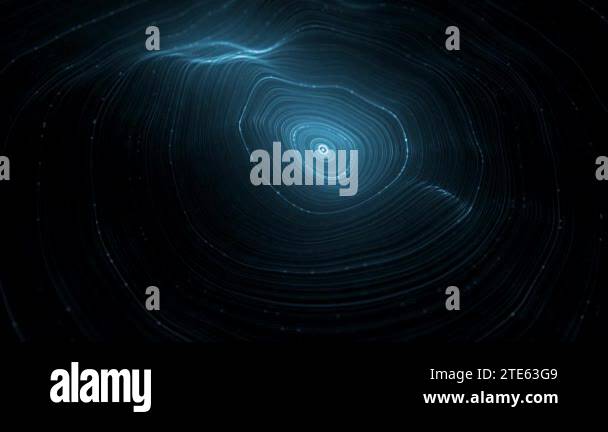 Abstract Digital Concentric Rings And Data Lines Loop/ 4k animation of ...