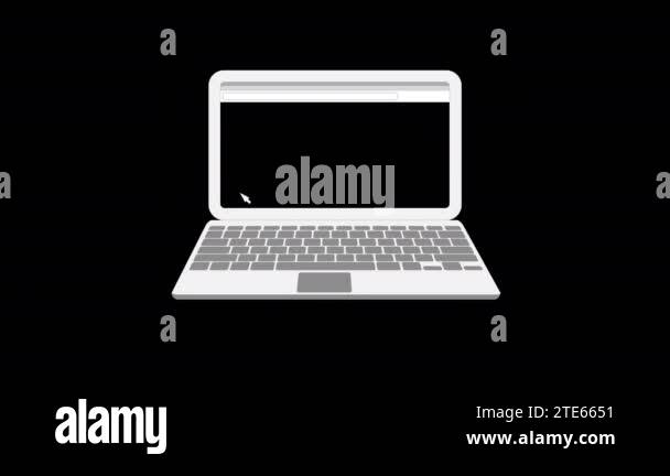 laptop with blank display to insert graphic element. Flat animation ...