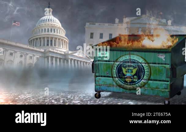 Political Dumpster Fire Background 4K features a dumpster with fire ...