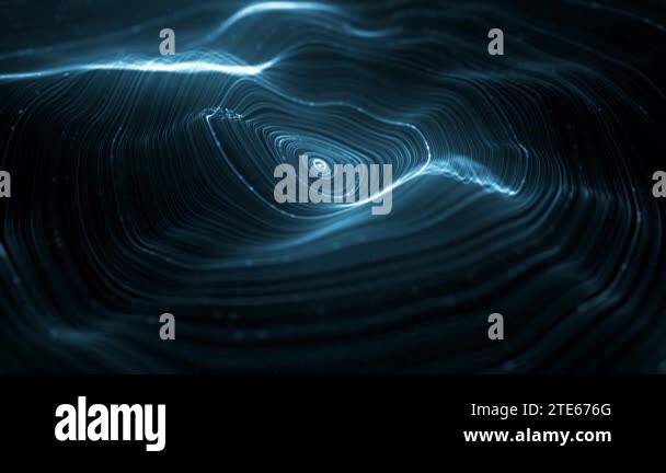 Abstract Digital Concentric Rings And Data Lines Loop/ 4k animation of ...