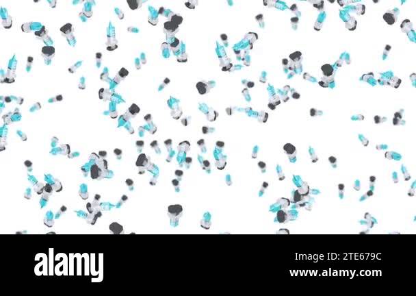 Many syringe floating in air on white background. Medical concept. 3D ...