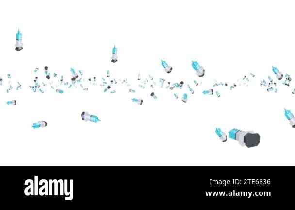 Many syringe floating in air on white background. Medical concept. 3D ...