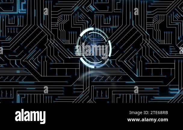 Animation Of Scope Scanning And Network Of Connections On Black Background Social Media And