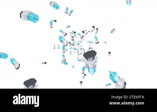 Many syringe floating in air on white background. Medical concept. 3D ...