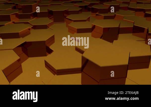 Golden moving hexagons. Seamless loop. 3D animation. Ideal for use as a cool background for ...