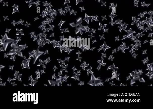 Many various shuriken throwing in air on black background. Japanese ...