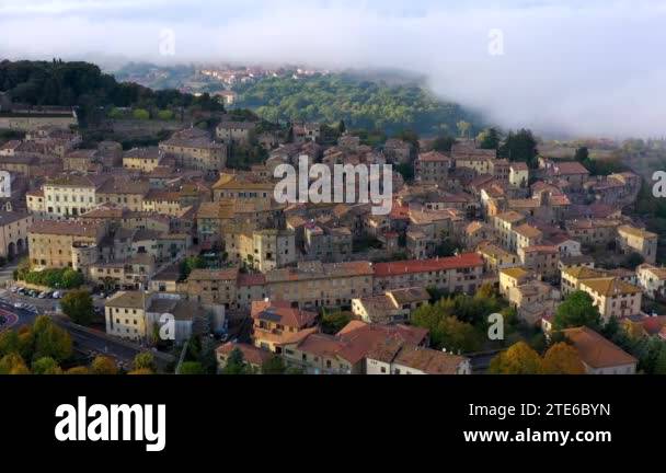 Sarteano village in Tuscany, Italy. Sarteano, the medieval castle at ...