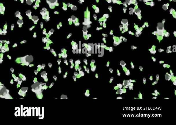 Many syringe floating in air on black background. Medical concept. 3D ...