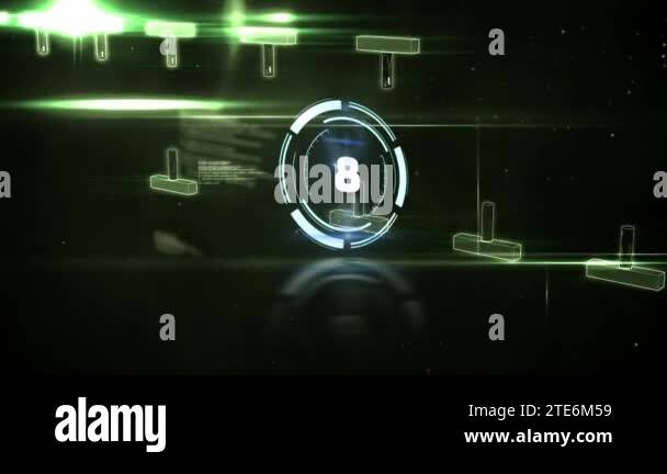 Animation of scope scanning with countdown over dna strand on black ...