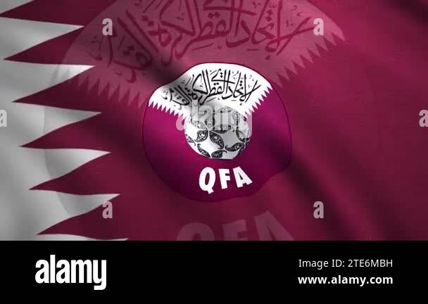 Flag of the QFA football team. Motion. The developing bright flag of ...
