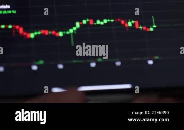 Laptop screen with stock market charts. Technical analysis and ...