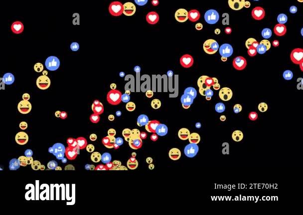 4K Social Media Emotional Icons Floating Continuously In Transparent ...