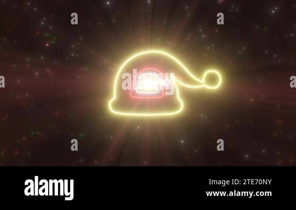 Santa Hat Shape Outline Christmas Winter Holiday Neon Lights Tunnel ...