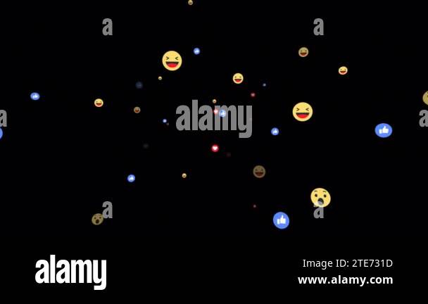 4K Emotional Social Media Icons floating zoom in Transparent Alpha Background. Like button, Love ...