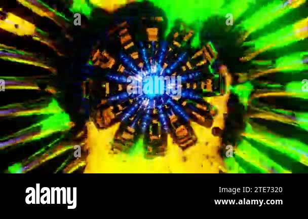 4K loop 3D animation. Abstract neon lines move in space. Seamless VJ ...