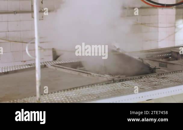 Tank truck cleaning operations. Tanker is in chemical cleaning ...