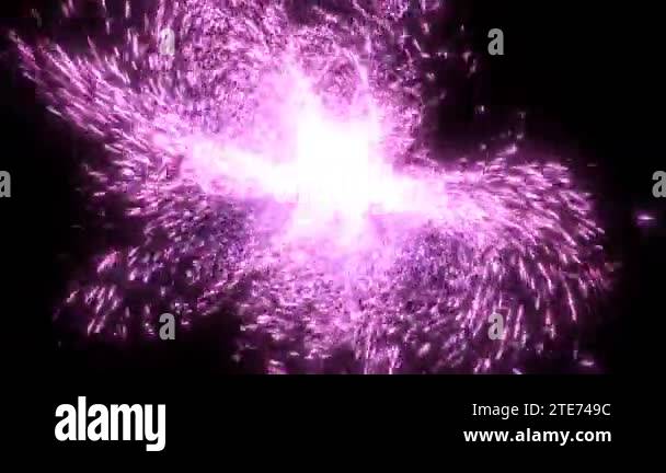 Pink fireworks background. Particle sparkle explosion glow on black ...