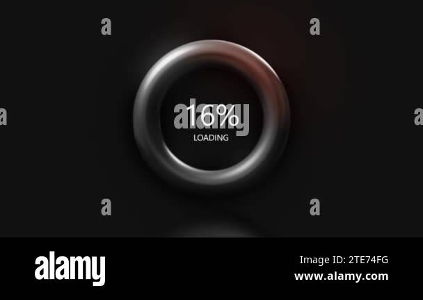 Abstract metal grey ring filling with color and growing percentage ...