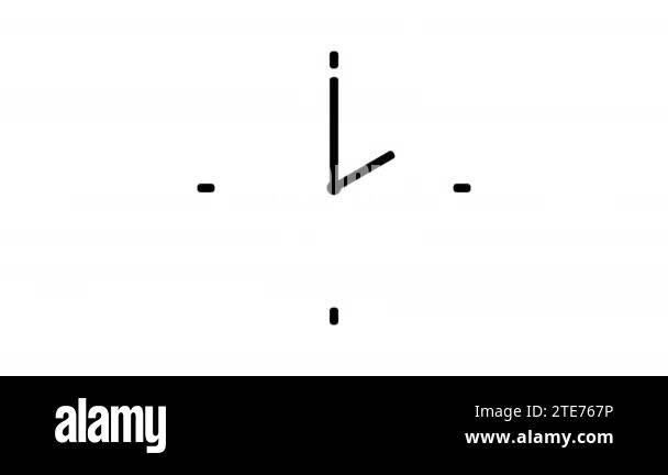 Animation of a clock with rotating time pointers. Watch shows the running time. Counting 24 ...