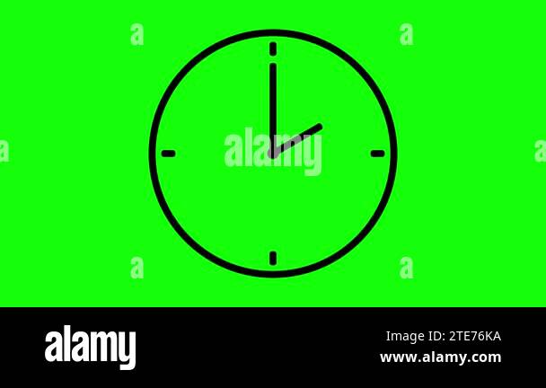 Animation of a clock with rotating time pointers. Watch shows the running time. Counting 24 ...