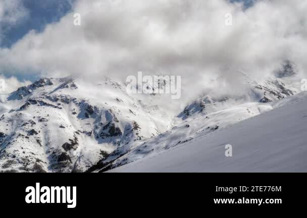 8K 7680X4320 4320p HDR.Imposing high altitude snowy mountain peaks ...
