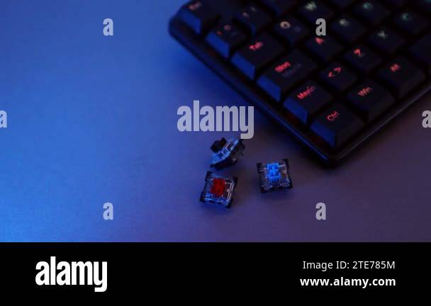 Mechanical keyboard with red, blue and brown switches Stock Video ...