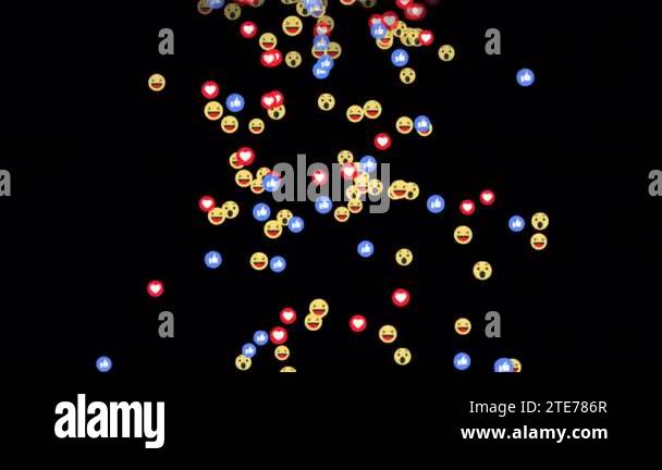 4K Emotional Social Media Icons Falling Continuously In Transparent ...