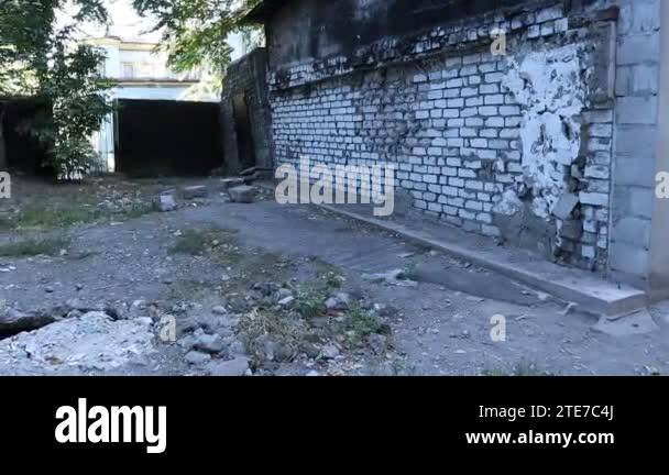 old apartment building. the facade of the old lady. destroyed building ...