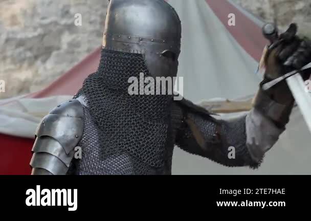 Medieval knight with weapon Stock Video Footage - Alamy
