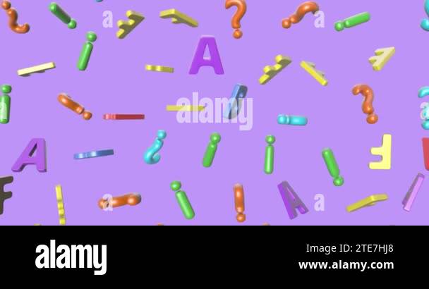 3d English colourful letters with question mark and exclamation mark ...