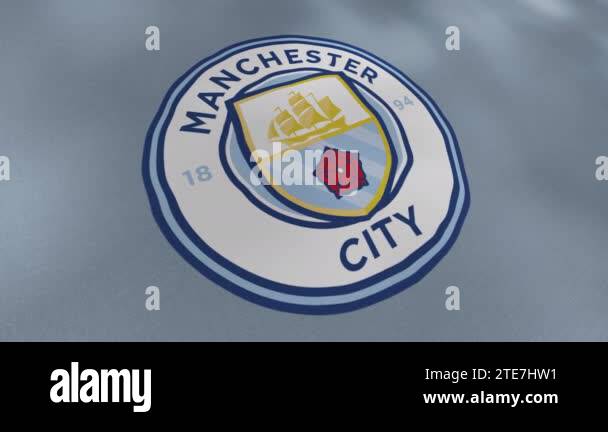 Manchester city football club flag with the emblem of a ship, seamless ...