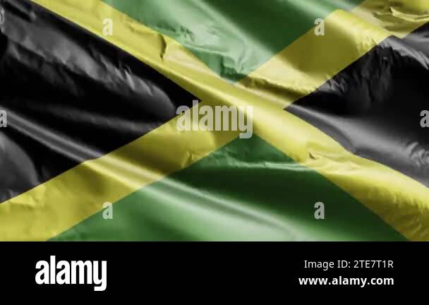 Jamaica flag waving on the wind loop. Jamaican banner swaying on the ...