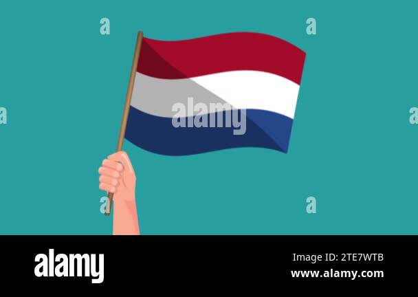 Hand holding Netherlands flag animation. waving flag. National symbol.4K Video motion Animation ...