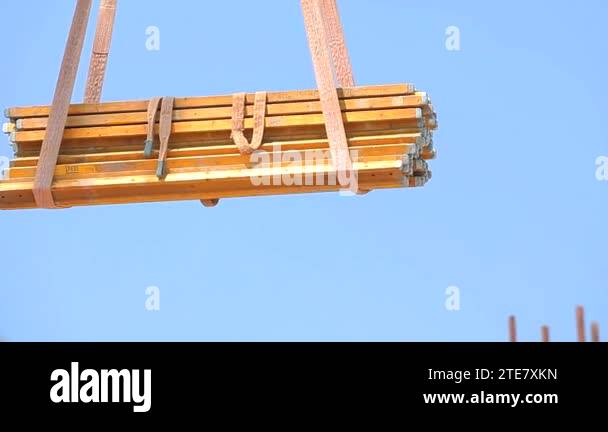 The formwork is lifted on a crane. Formwork for creating reinforced ...