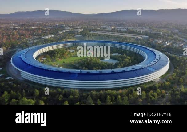 Apple Campus park, California USA, Solar cells on modern office ...
