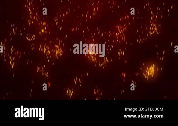 Glowing flying ember, burning ash particles. Hot fire sparks with ...