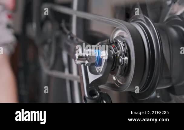 The Planetary Hub on a Belt Drive Bicycle Rotating, Rear Gear Change ...