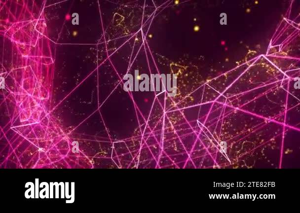 Abstract digital connection moving dots and lines. Communication technology world network ...