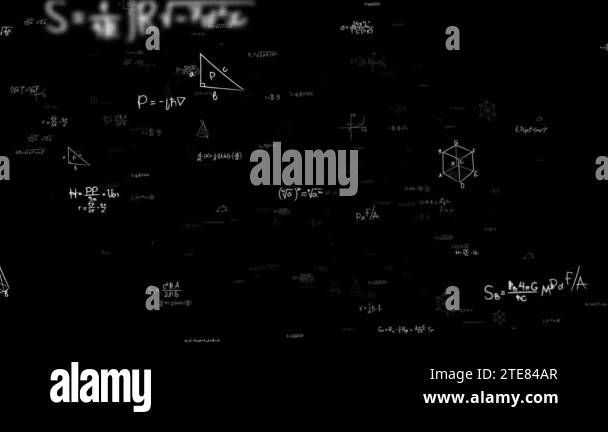 Camera flies Through matrix made up of White Math formulas and Equation ...