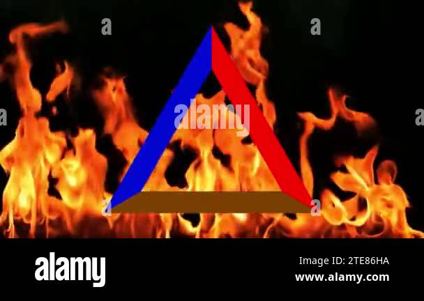 An animated video of a graphic of the fire triangle consisting of ...