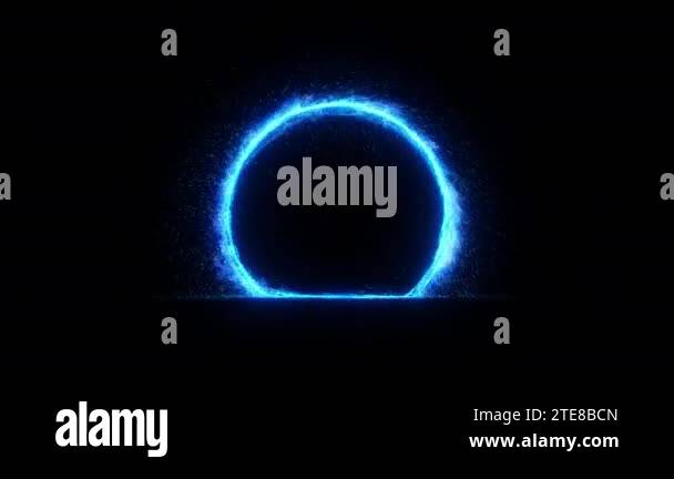 Fantastic magic portal on black background. Detailed UHD animation with intro and outro. Blue ...