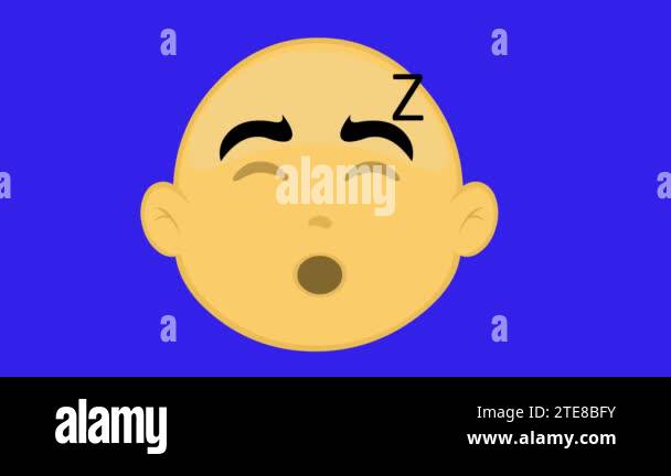 Loop animation of the face of a yellow bald cartoon character sleeping ...