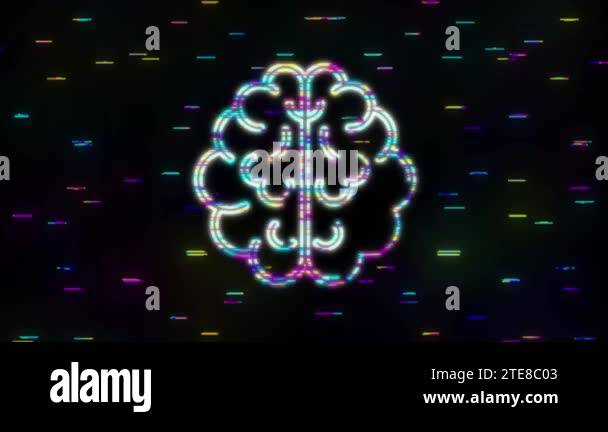 Brain Glitch icon. Digital brain in hand. Neural network. IQ testing ...